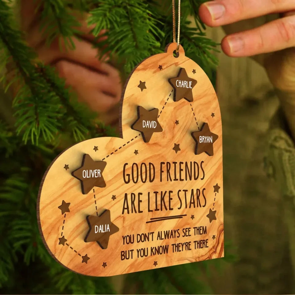 Good Friends Are Like Stars Personalized 2-Layer Wooden Ornament, Best ...
