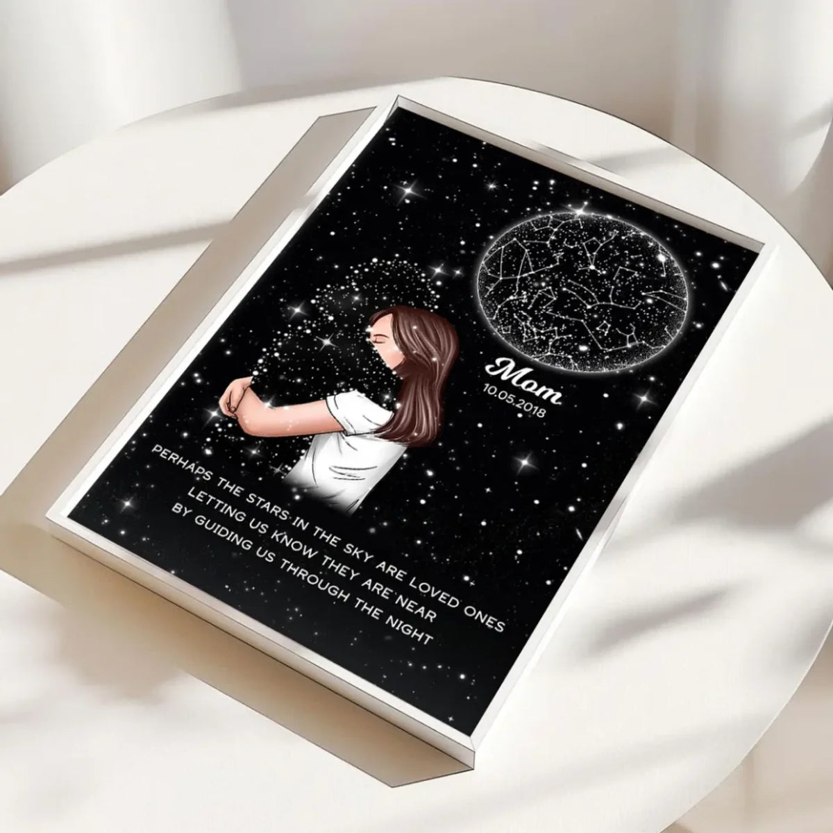 Lost Loved One Woman Hugging Star Map Galaxy Art Memorial Sympathy Gif ...
