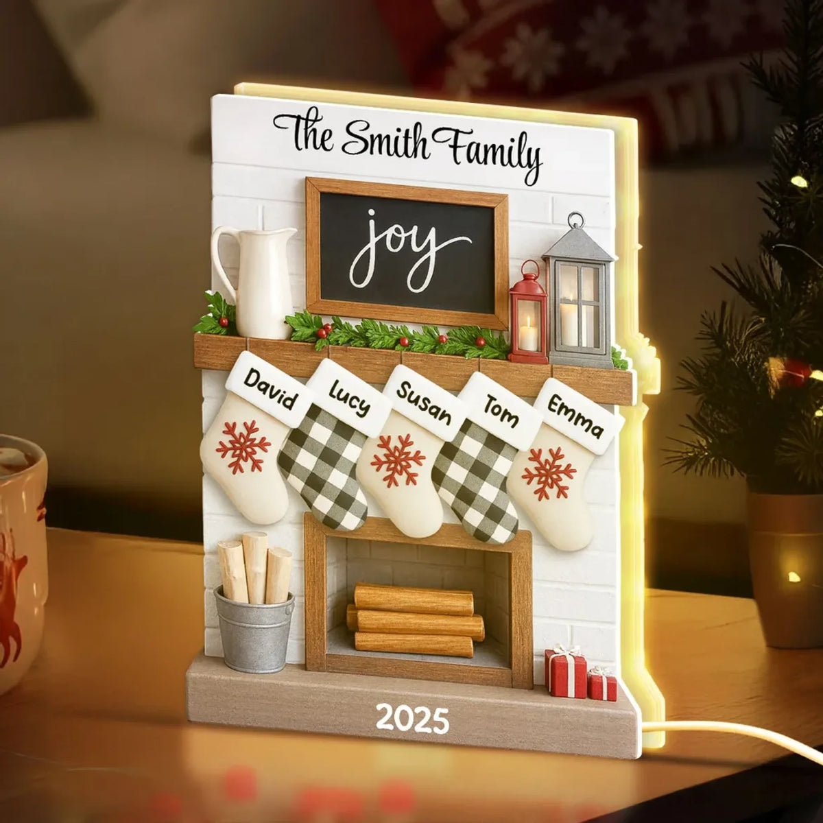 2025 Large Family Fireplace Mantle Tree Home Stocking Stuffer Christma ...